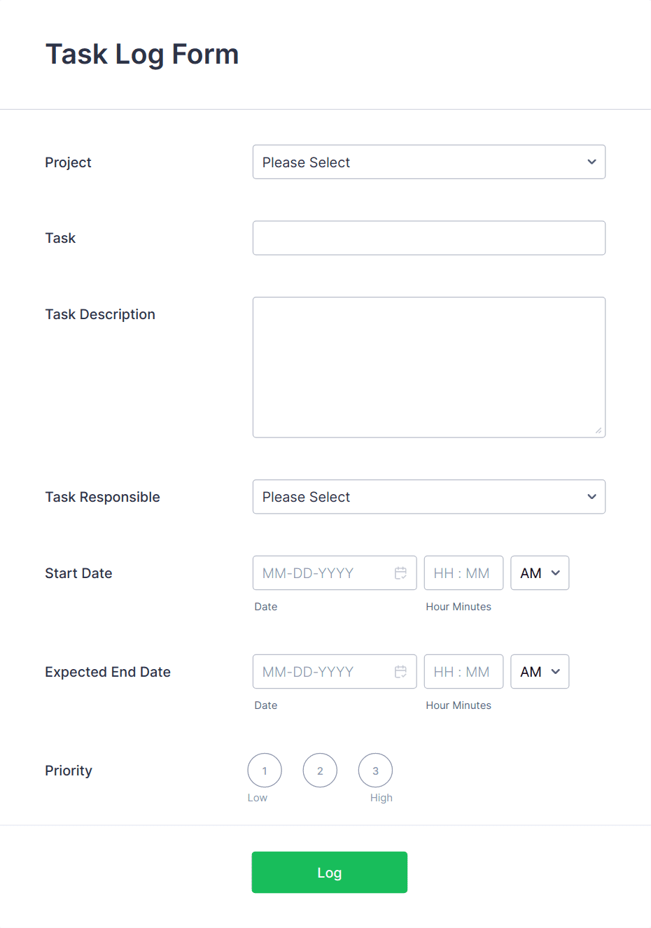 Task Log Form Template | Jotform