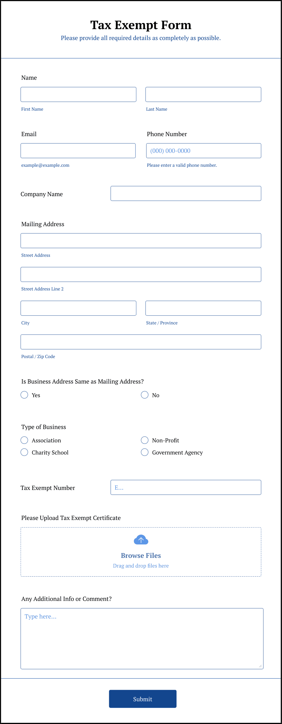 Tax Exemption Form Template | Jotform