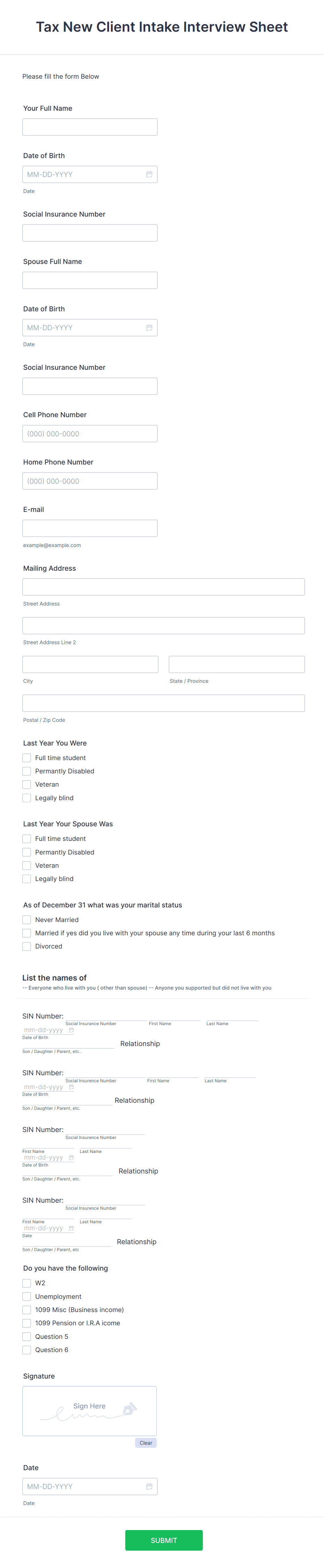Tax Accountant Temp Form Template | Jotform