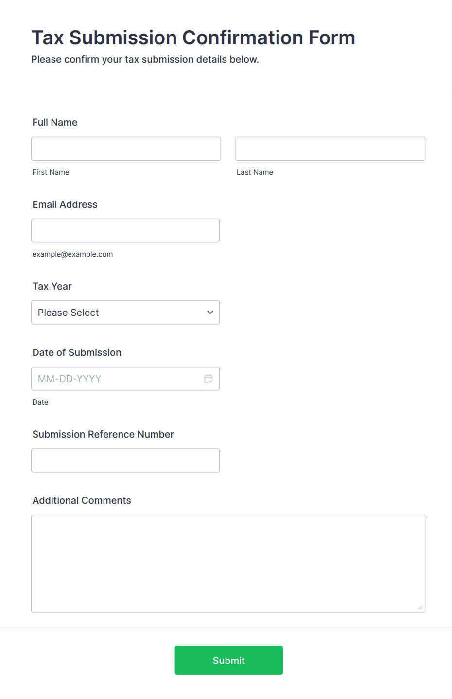 Tax Submission Confirmation Form Template | Jotform