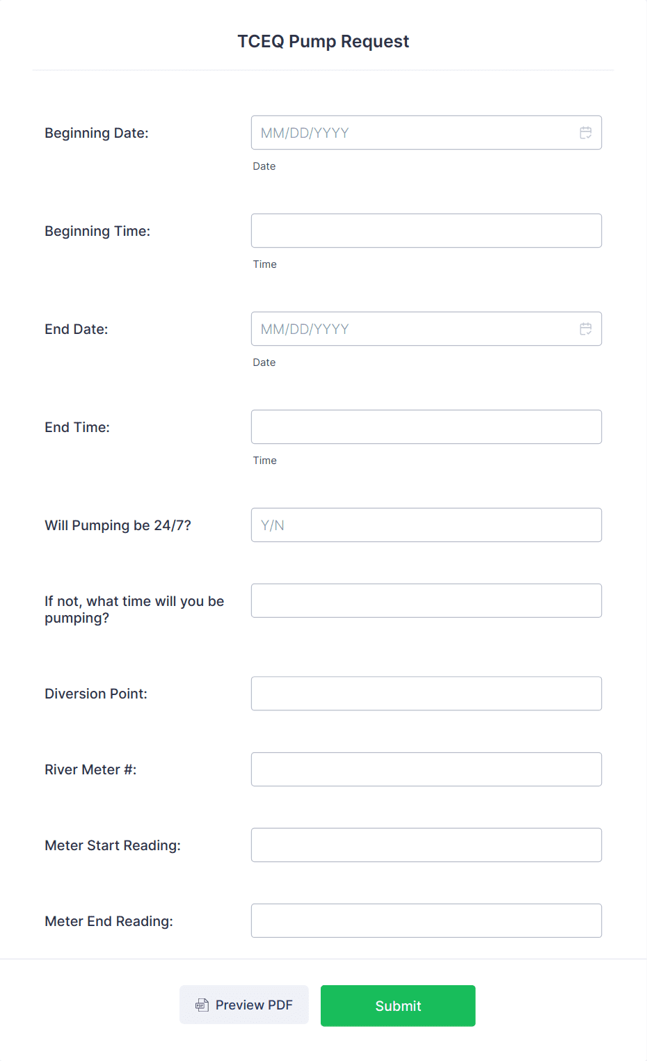 TCEQ Pump Request Form Template | Jotform
