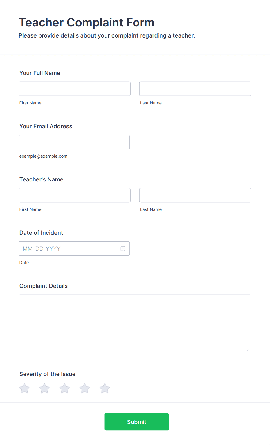 Teacher Complaint Form Template | Jotform