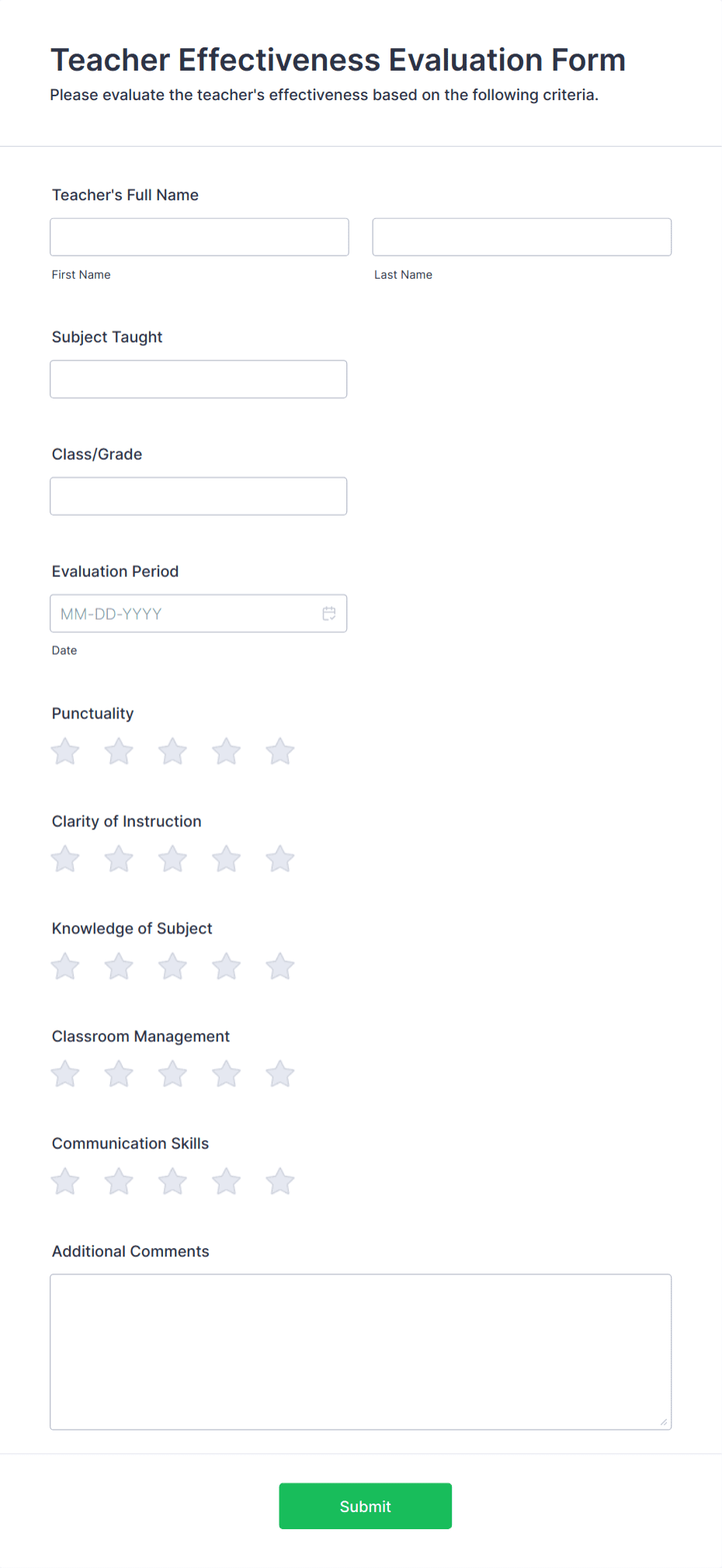 Teacher Effectiveness Evaluation Form Template | Jotform