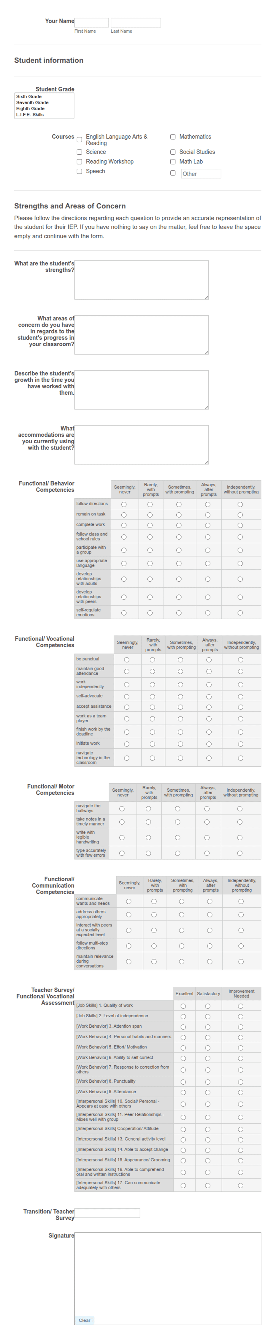 Teacher Input for Educational Plan Form Template | Jotform