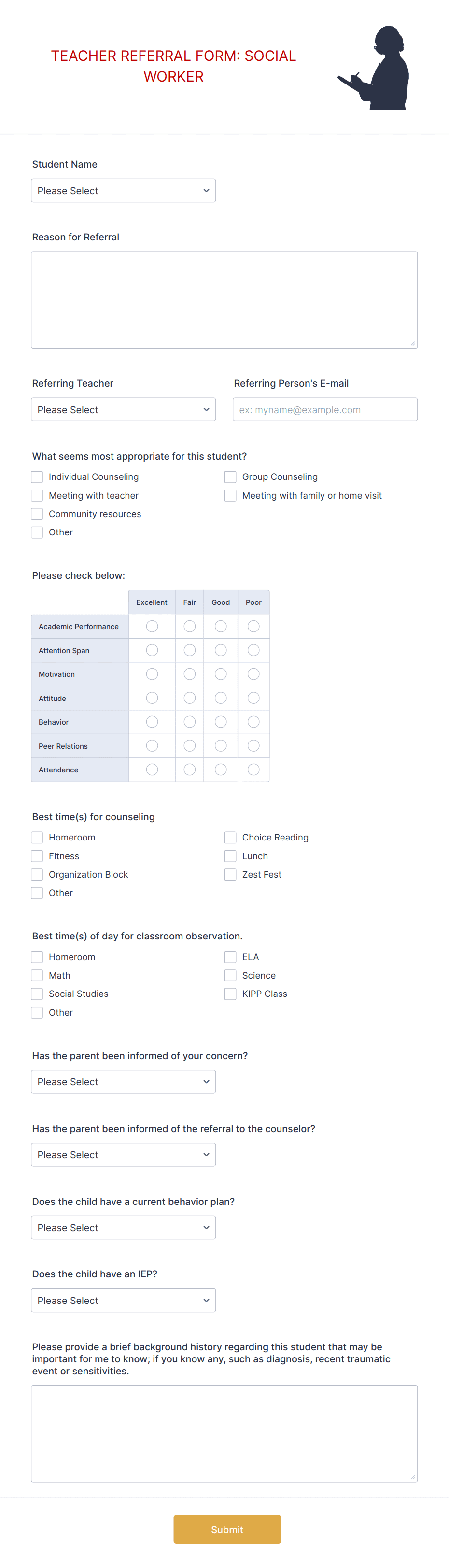 Social Work Referral Form Template | Jotform