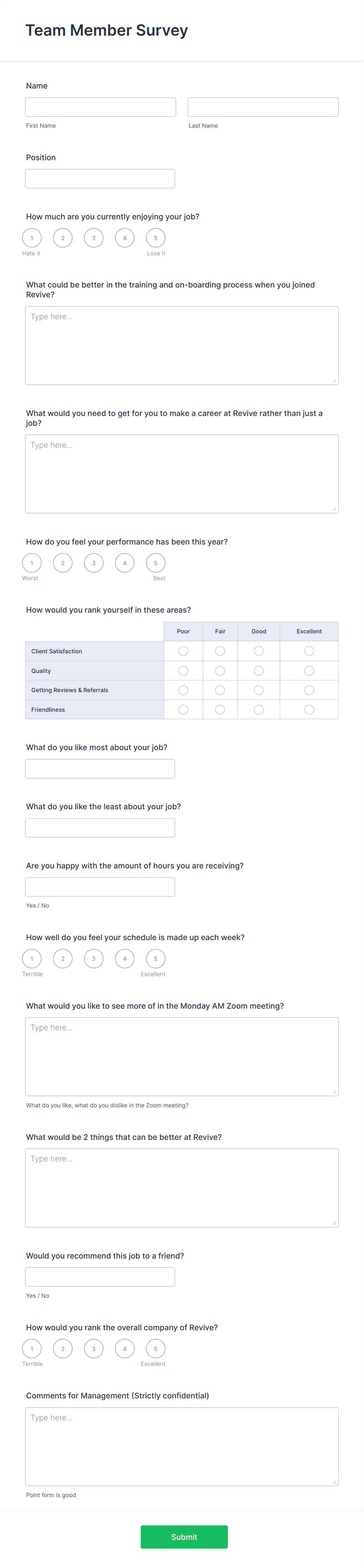 Team Member Survey Form Template | Jotform
