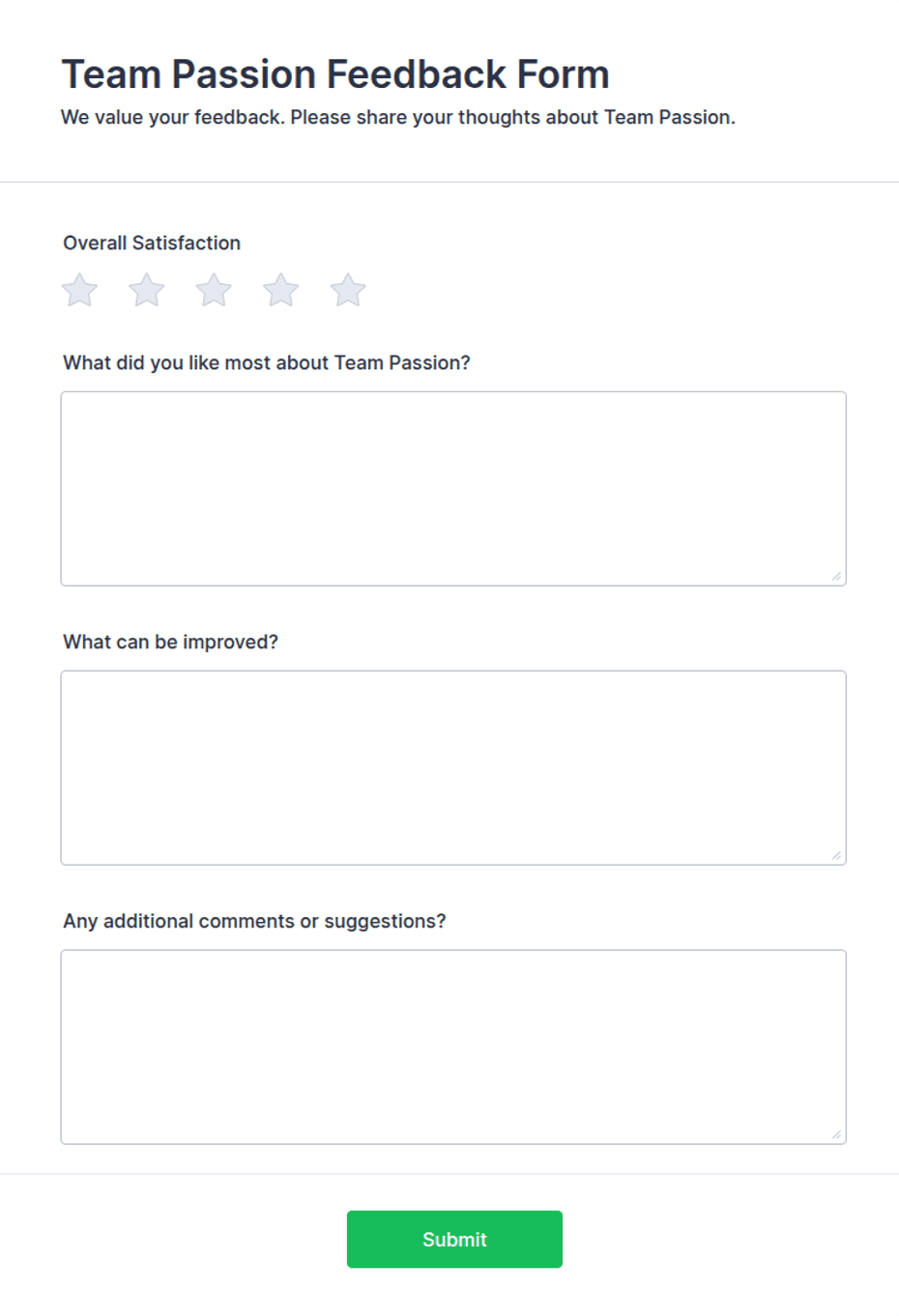 Team Passion Feedback Form Template | Jotform