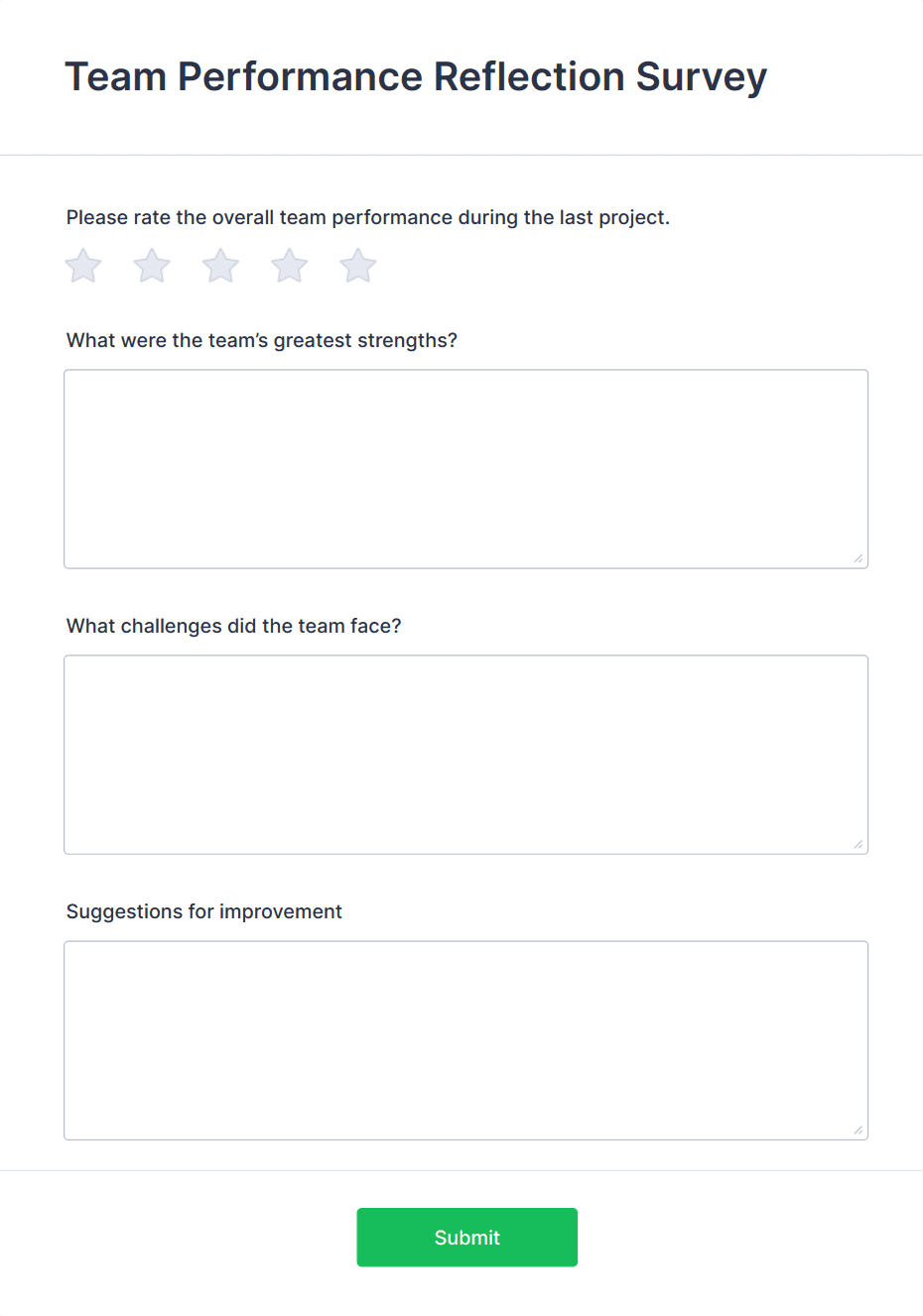 Team Performance Reflection Survey Form Template | Jotform