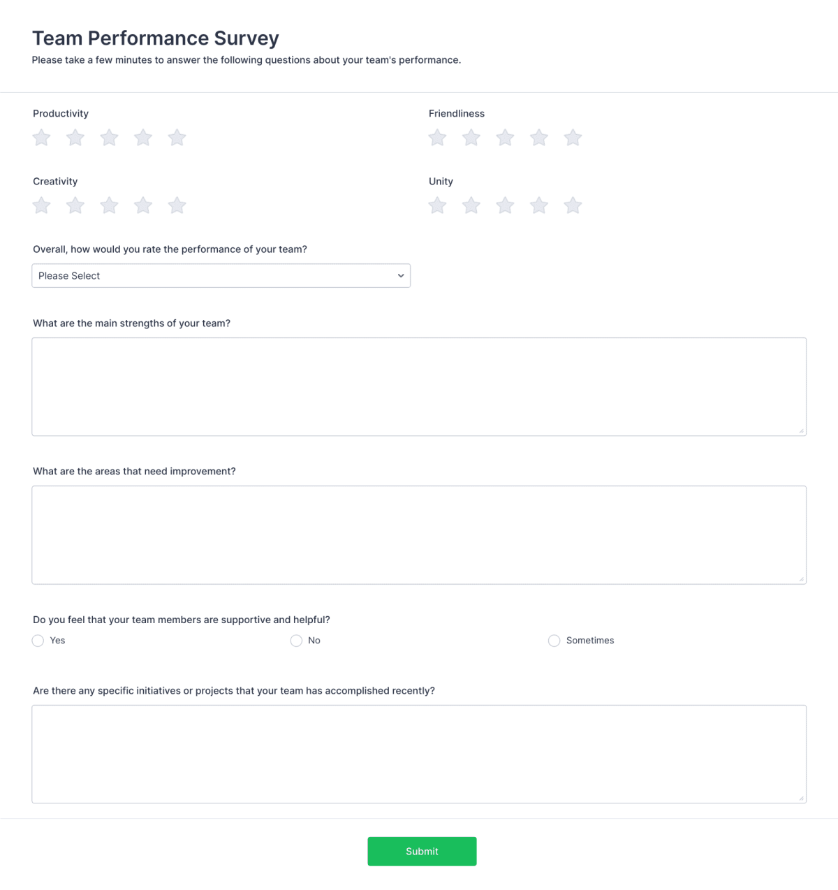 Team Performance Survey Form Template | Jotform