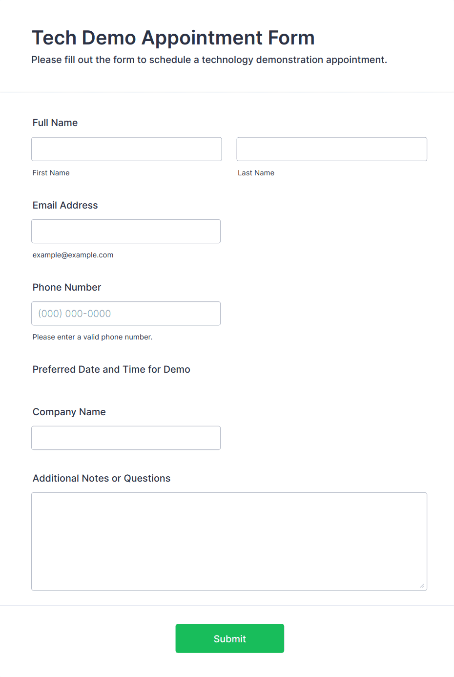 Tech Demo Appointment Form Template | Jotform