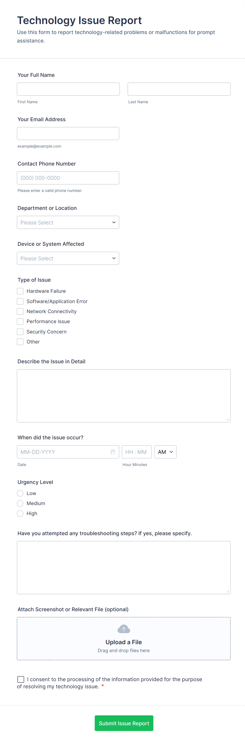 Technology Issue Report Form Template | Jotform