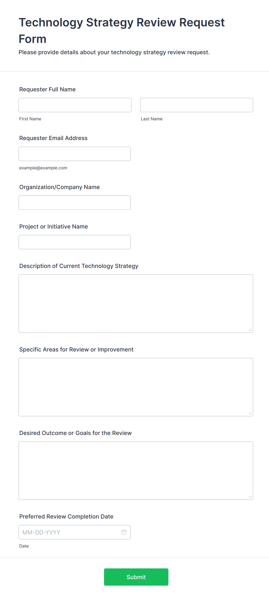 Technology Strategy Review Request Form Template | Jotform
