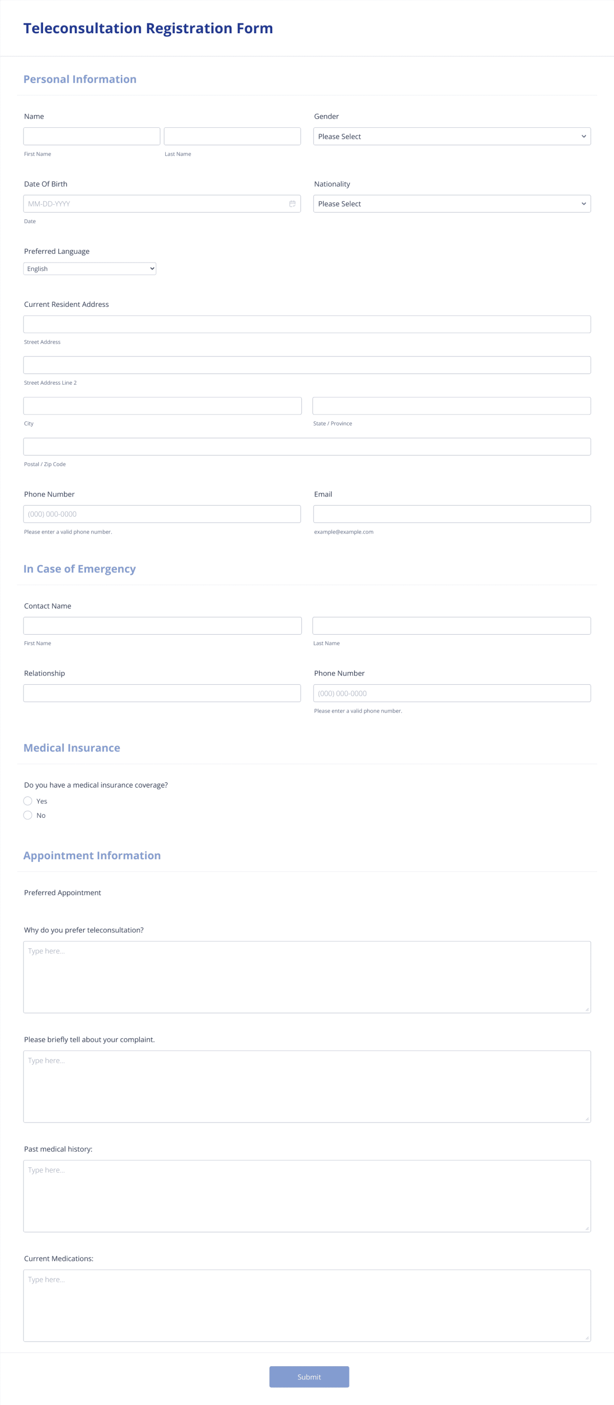Teleconsultation Registration Form Template | Jotform