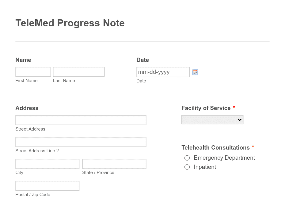 Telemedicine Encounter Form Template | Jotform