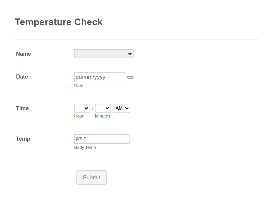 Temperature Check Form Template | Jotform