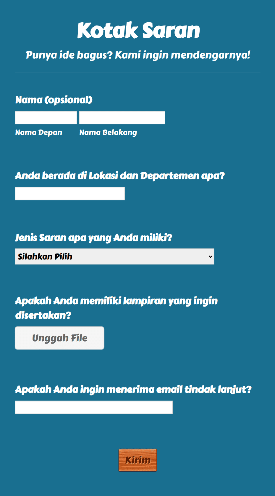 Templat Kotak Saran Template Formulir | Jotform