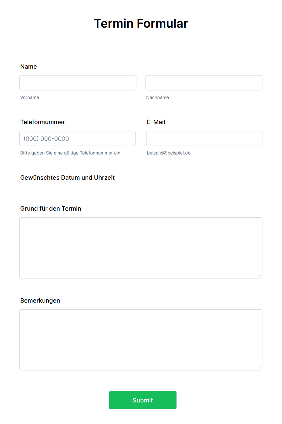 Termin Formular Formularvorlage | Jotform