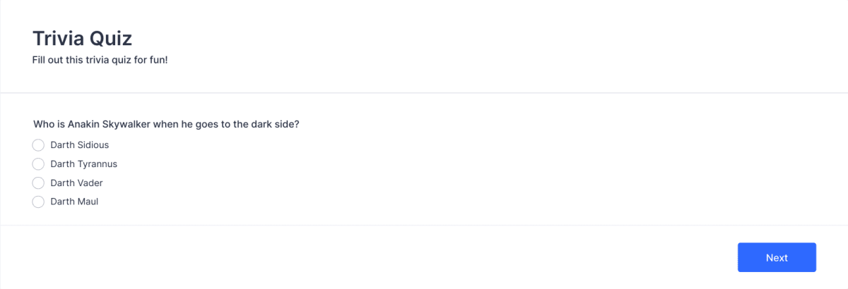 TEST Trivia Quiz Form Template | Jotform
