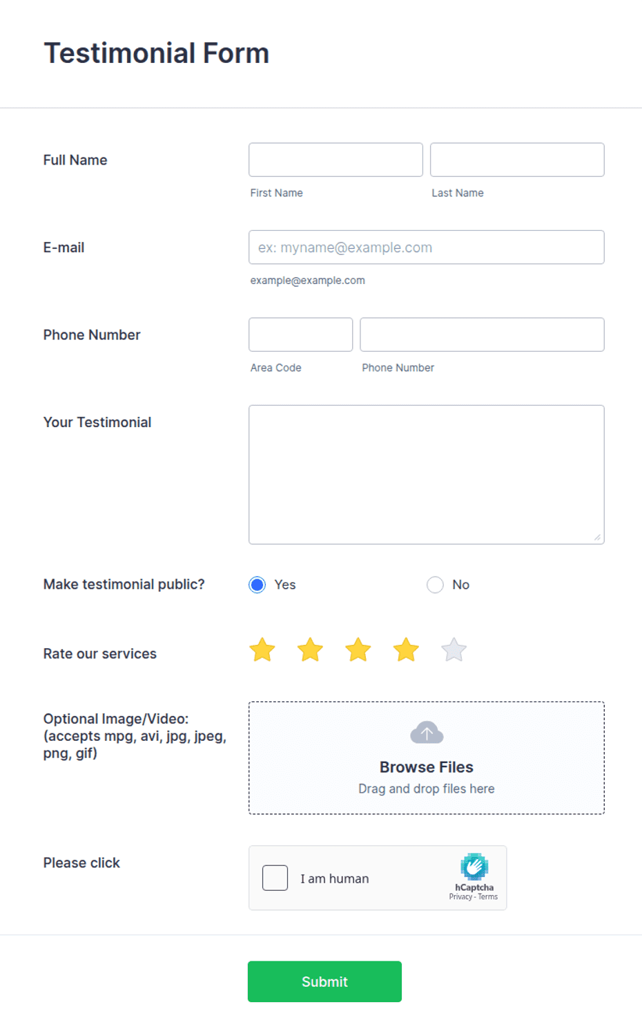 Testimonial Form Template | Jotform
