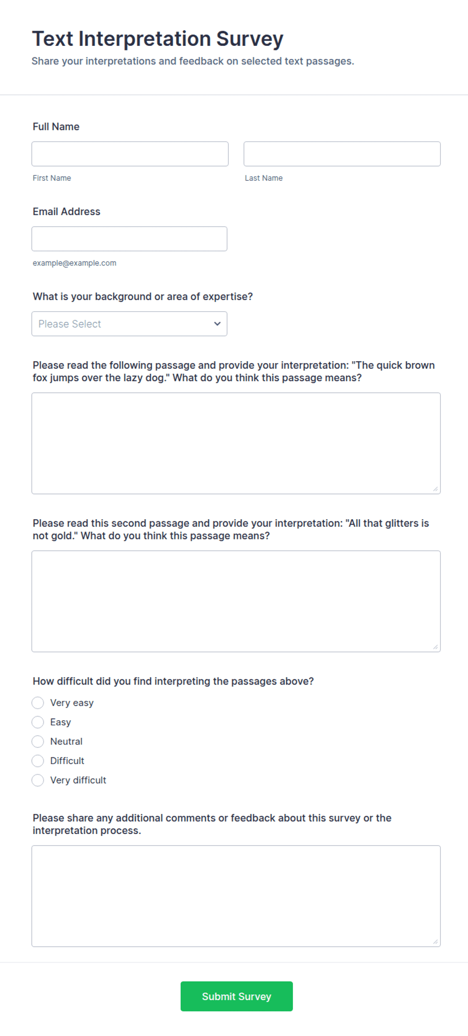 Text Interpretation Survey Form Template | Jotform