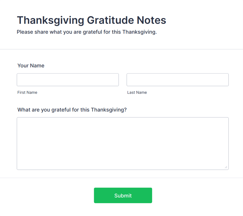 Thanksgiving Gratitude Notes Form Template | Jotform
