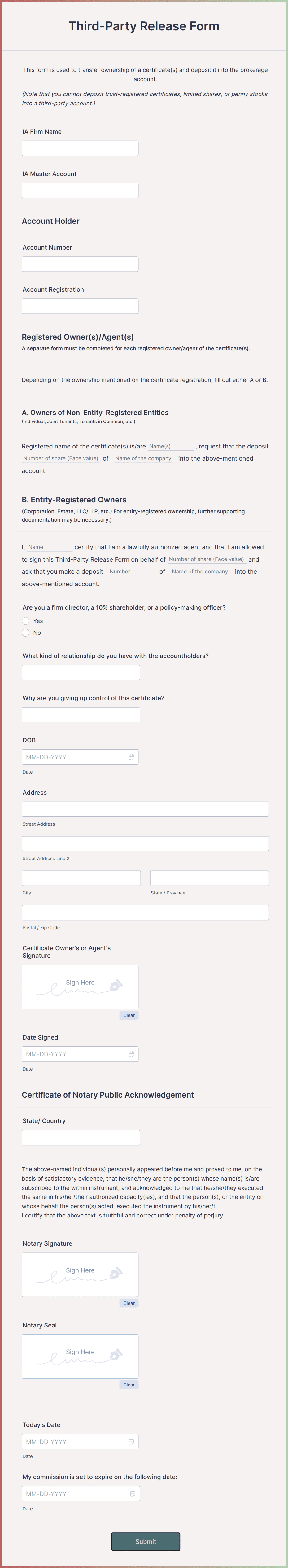 Third-Party Release Form Template | Jotform