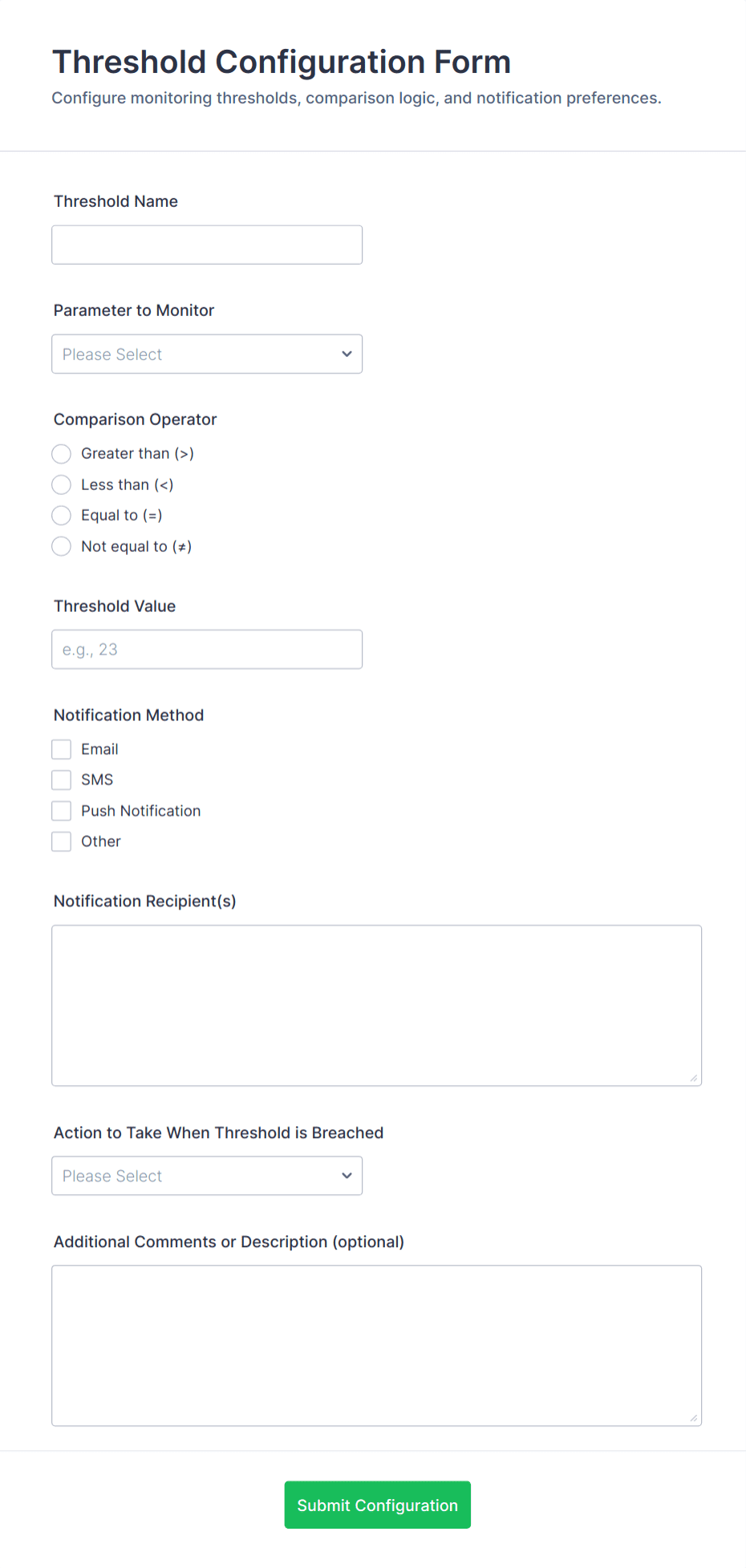 Threshold Configuration Form Template | Jotform