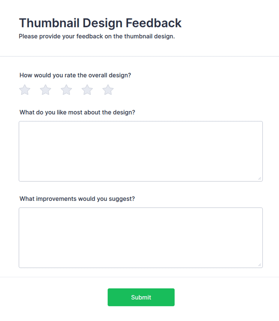 Thumbnail Design Feedback Form Template | Jotform