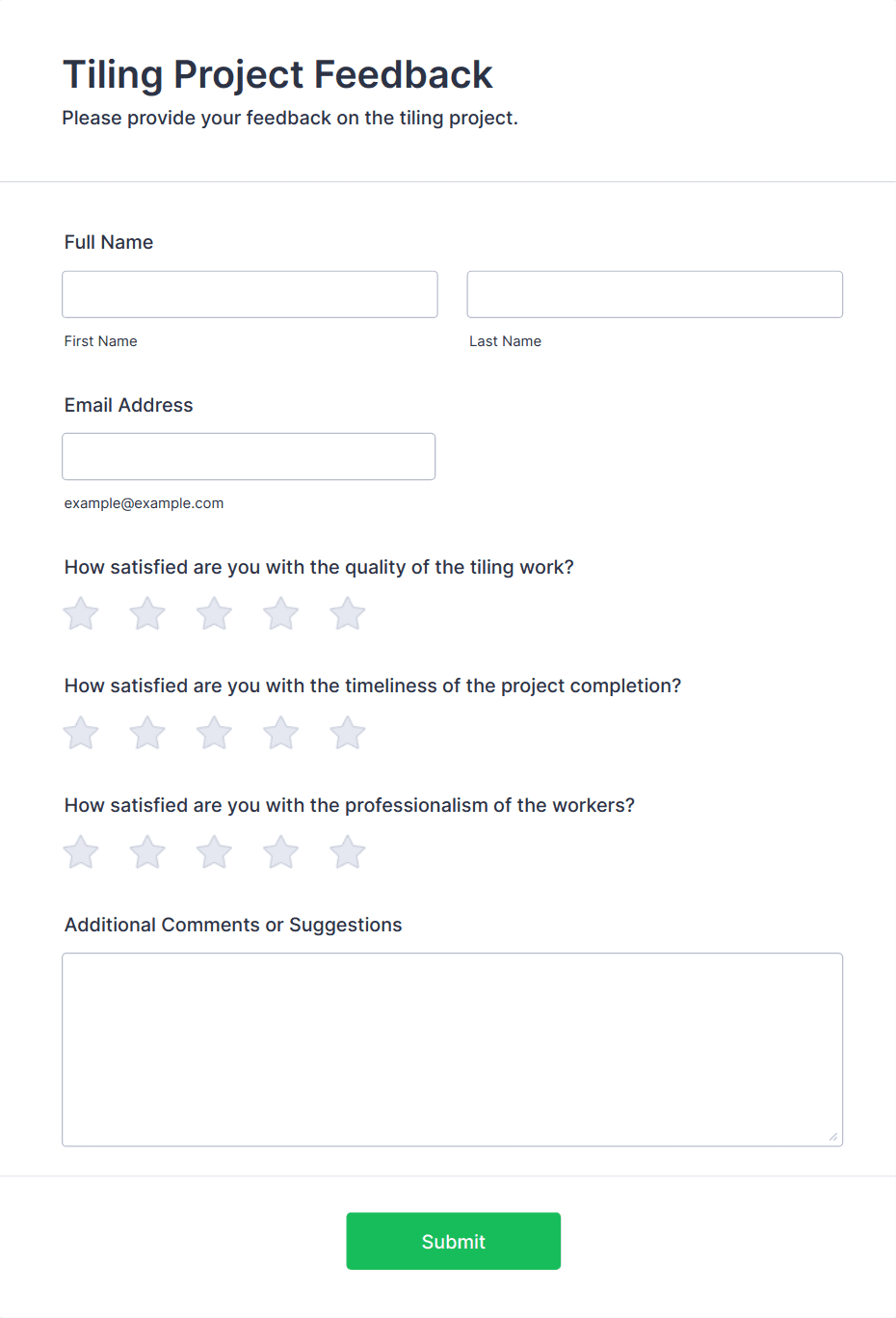 Tiling Project Feedback Form Template | Jotform