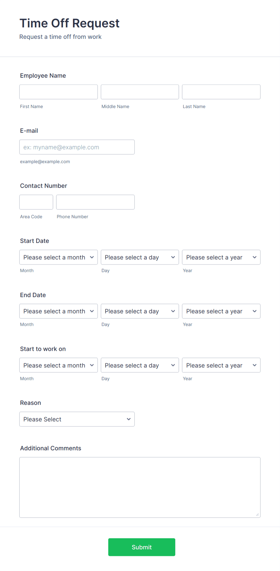Time Off Request Form Template | Jotform