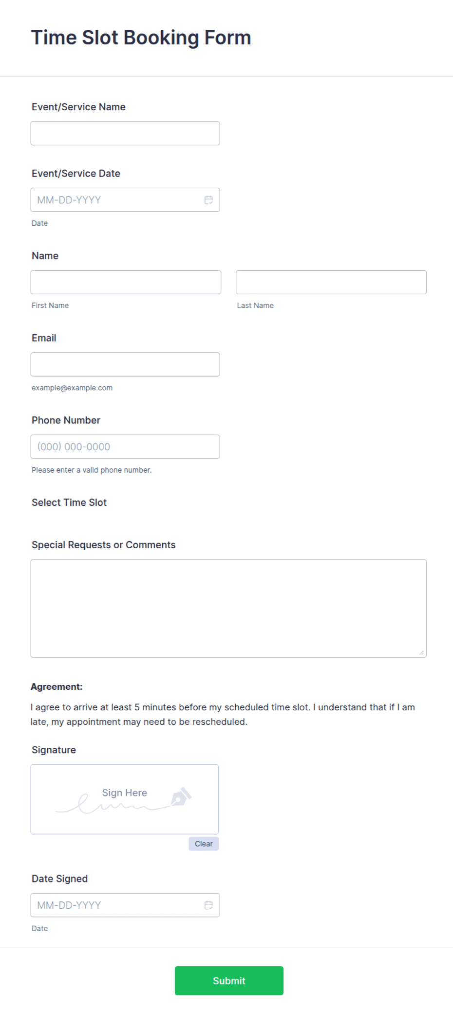 Time Slot Booking Form Template | Jotform