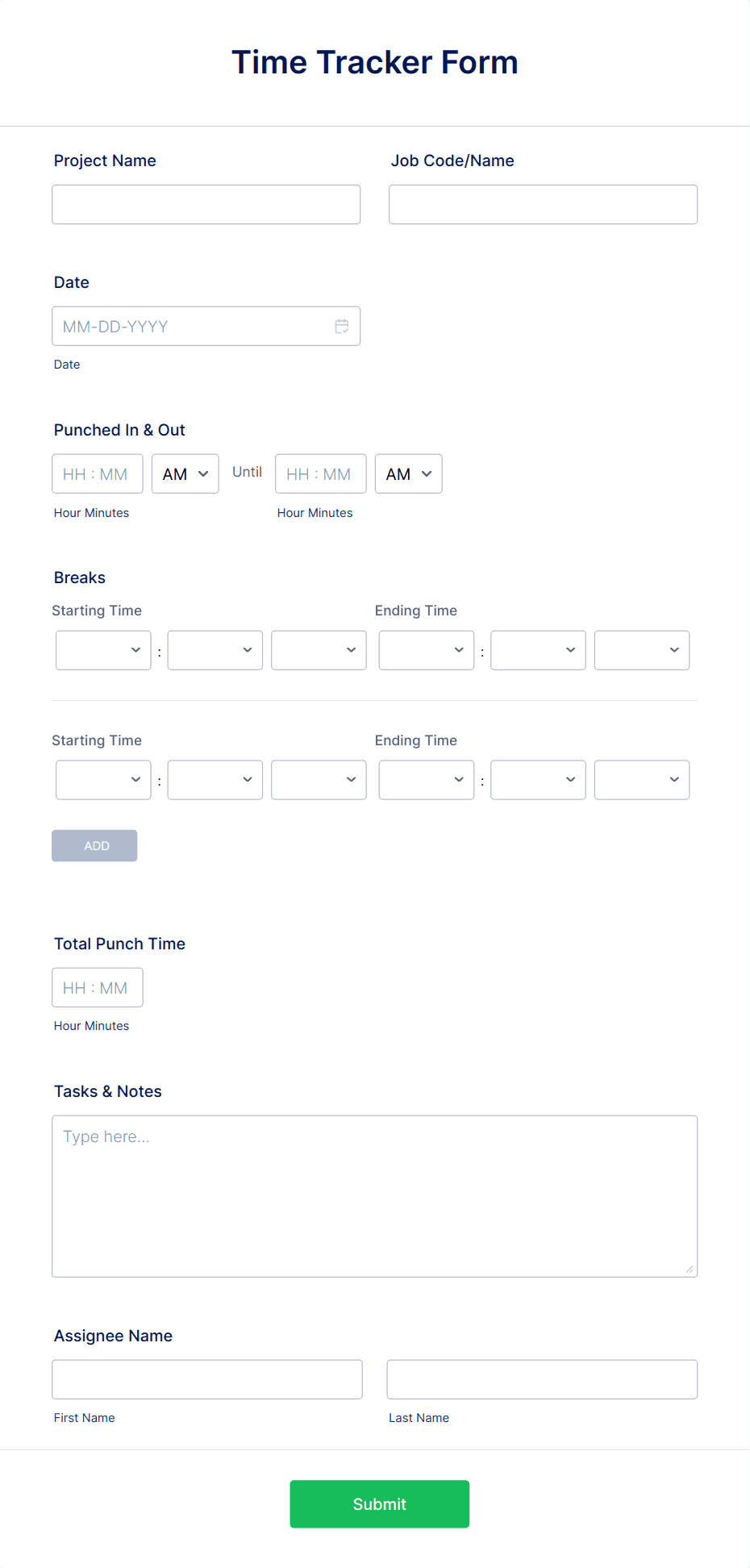 Time Tracker Form Template | Jotform