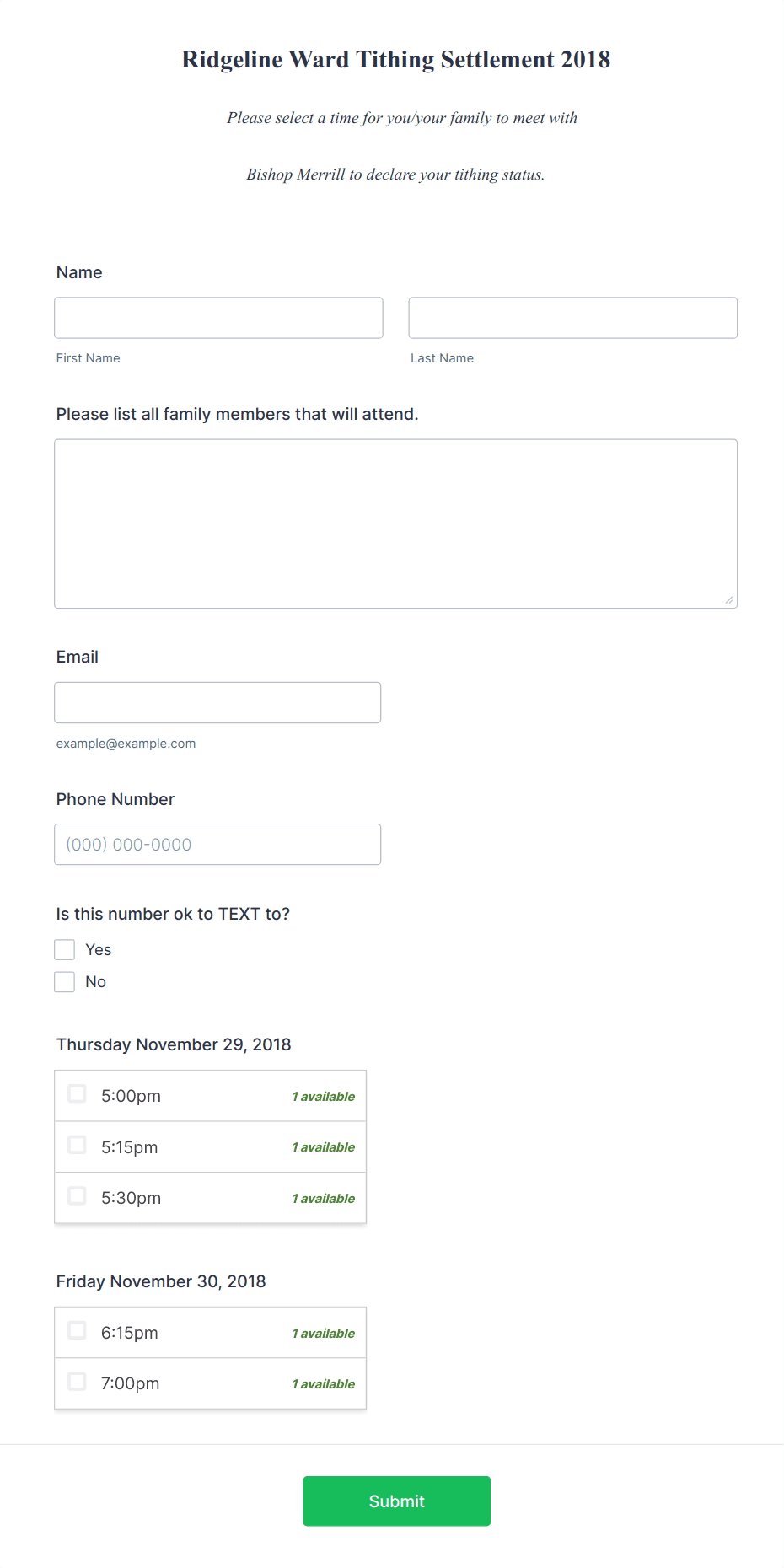Tithing Settlement Form Template | Jotform