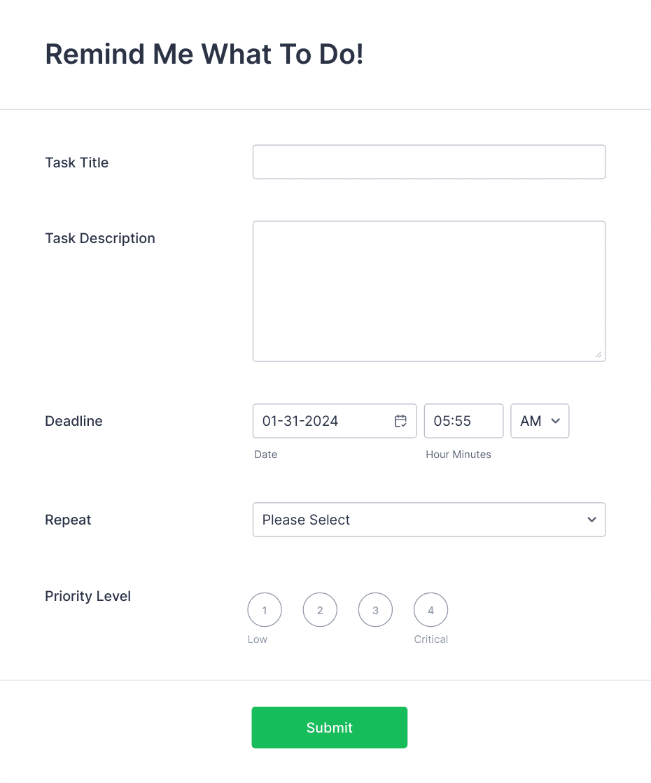 To Do Reminder Form Template | Jotform