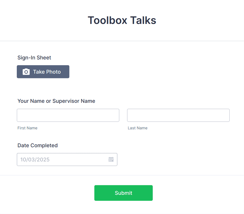 Toolbox Talks Form Template | Jotform