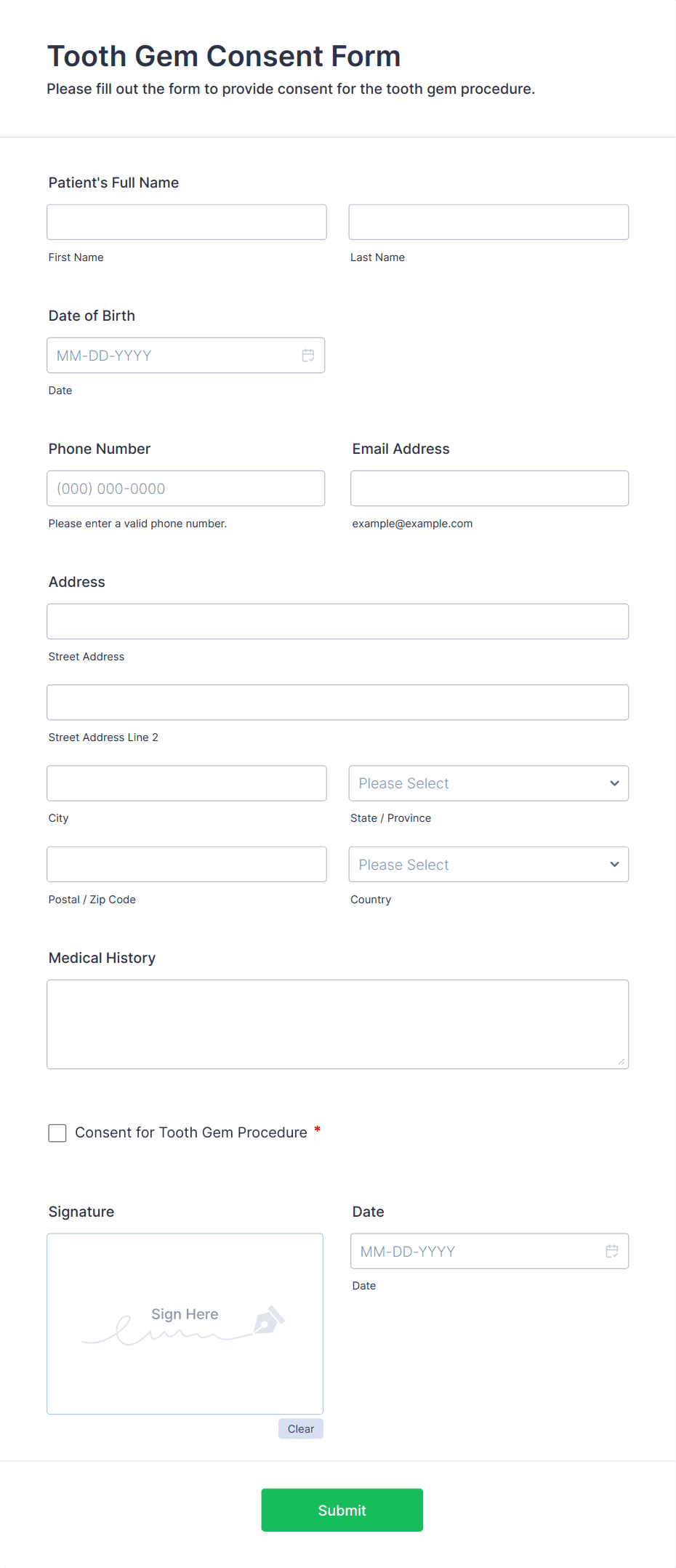 Tooth Gem Consent Form Template | Jotform