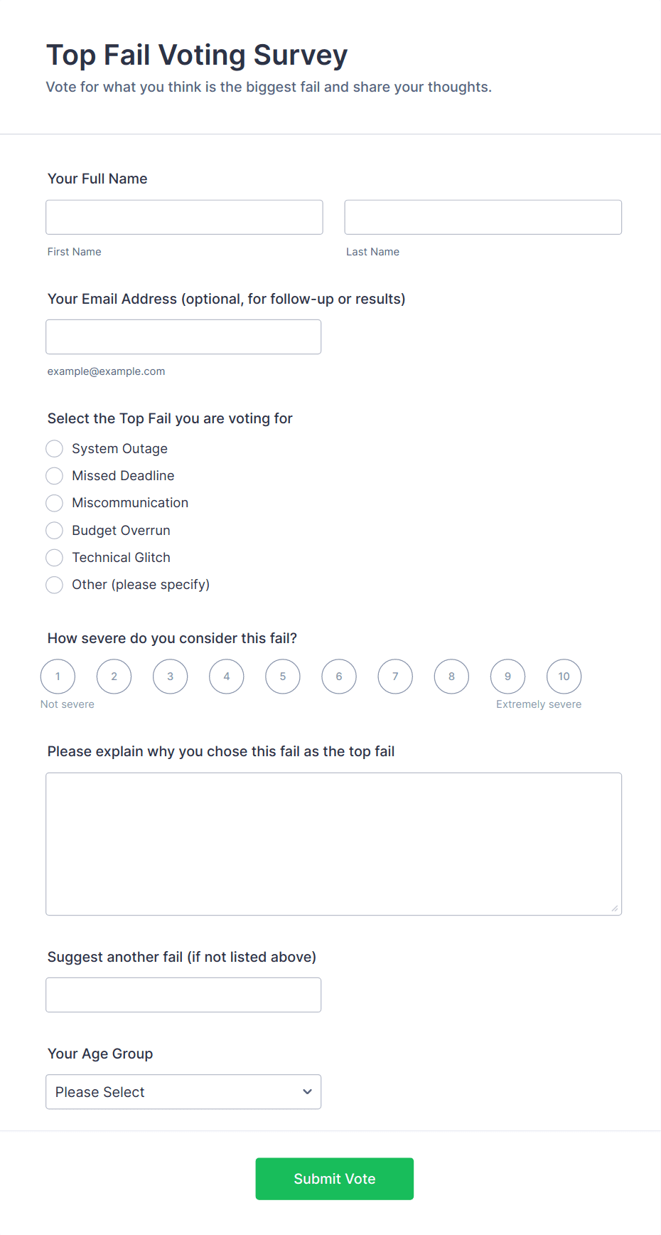 Top Fail Voting Survey Form Template | Jotform