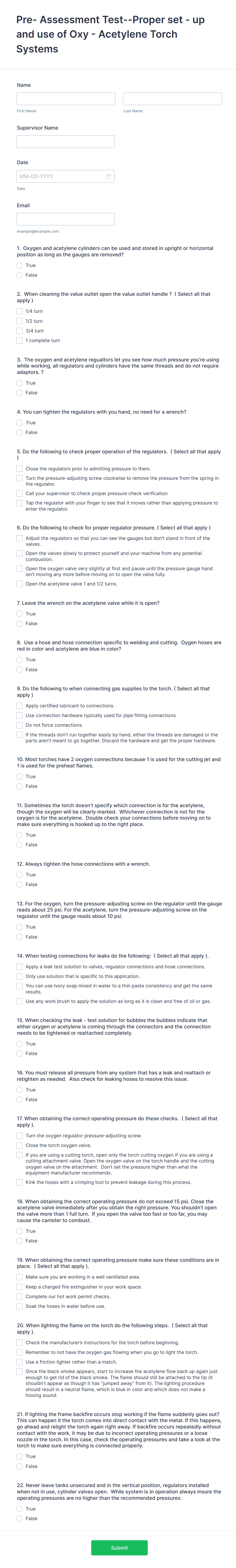 Torch Setup Quiz Form Template | Jotform