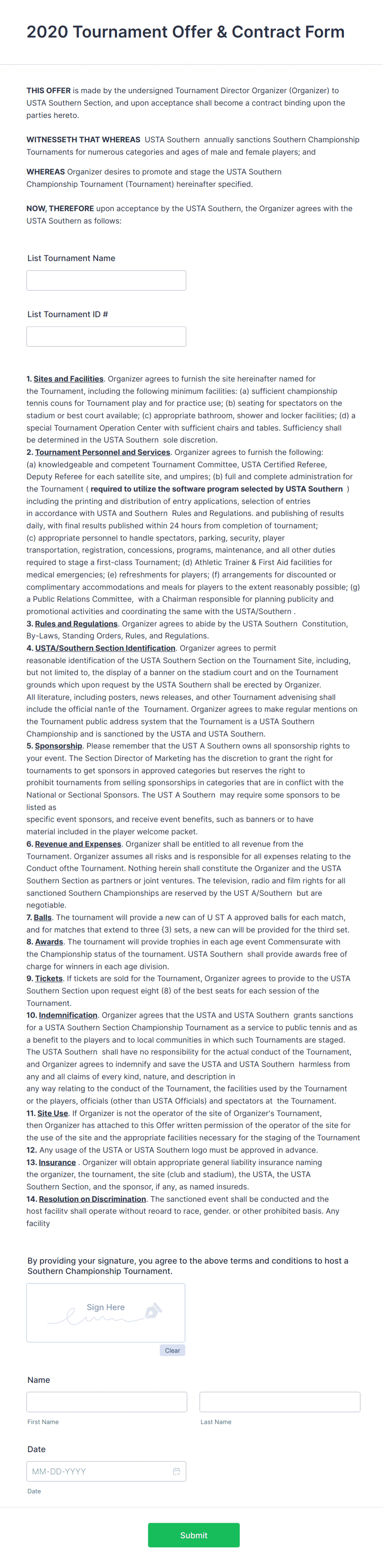 Tournament Offer Form Template | Jotform