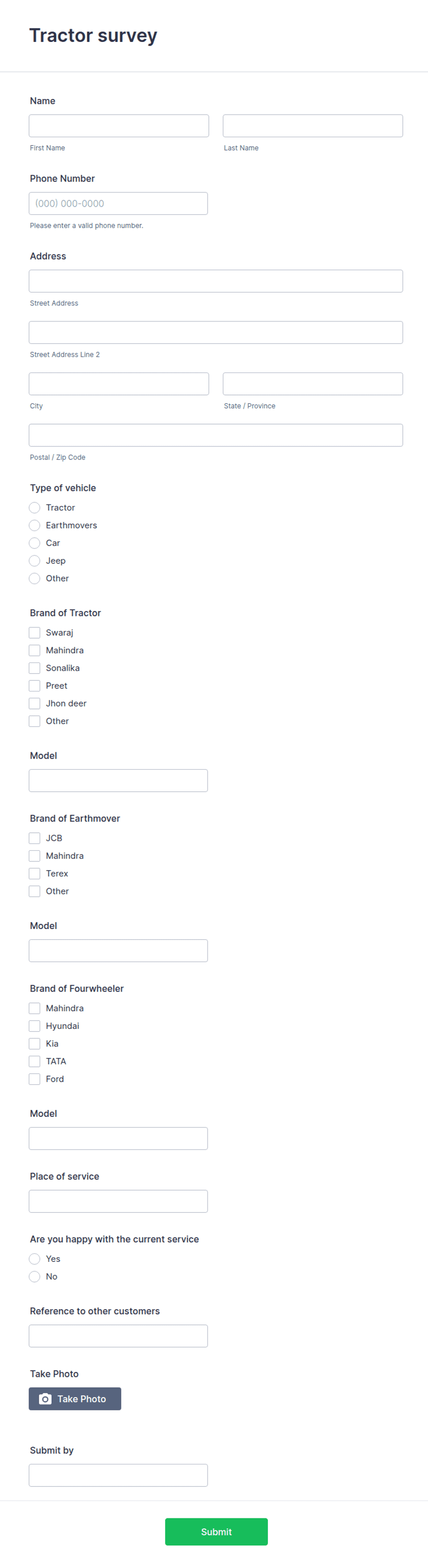Tractor Supply Survey Form Template | Jotform