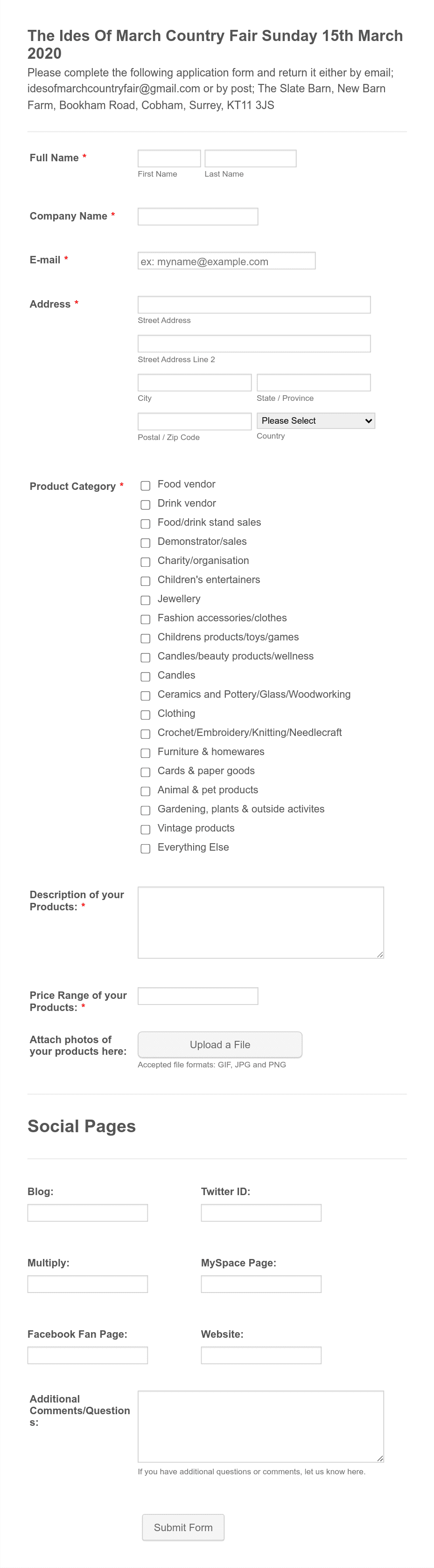 Trade Fair Application Form Template | Jotform