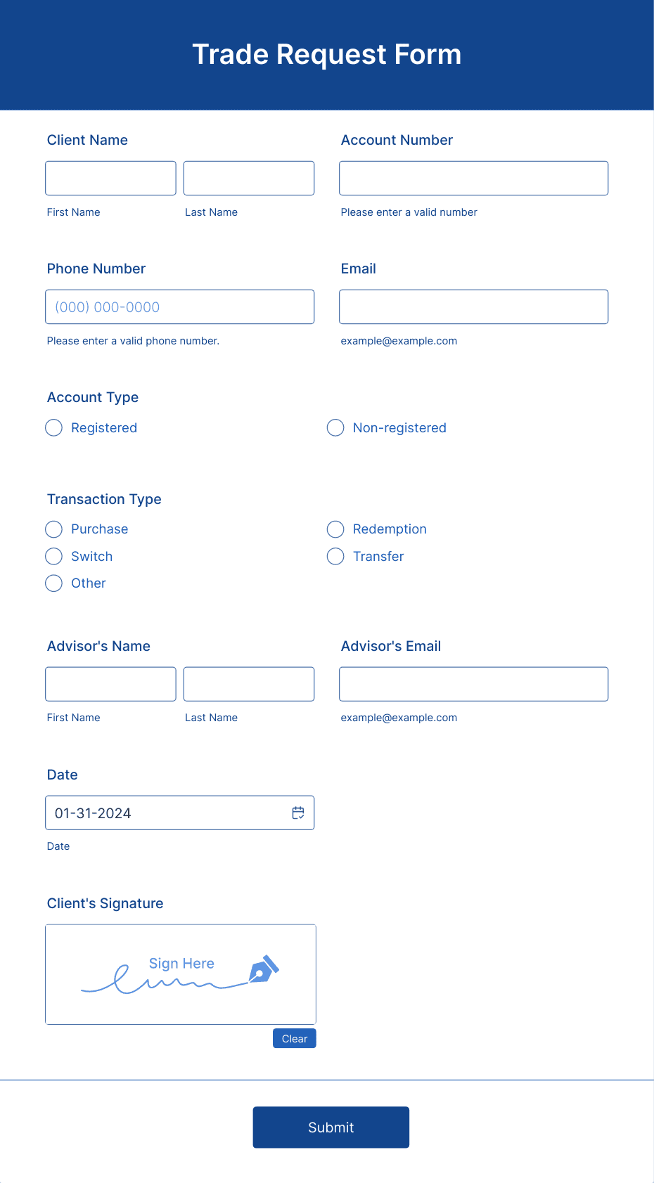Trade Request Form Template | Jotform
