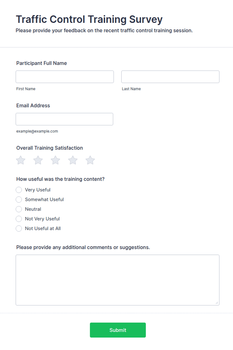 Traffic Control Training Survey Form Template | Jotform