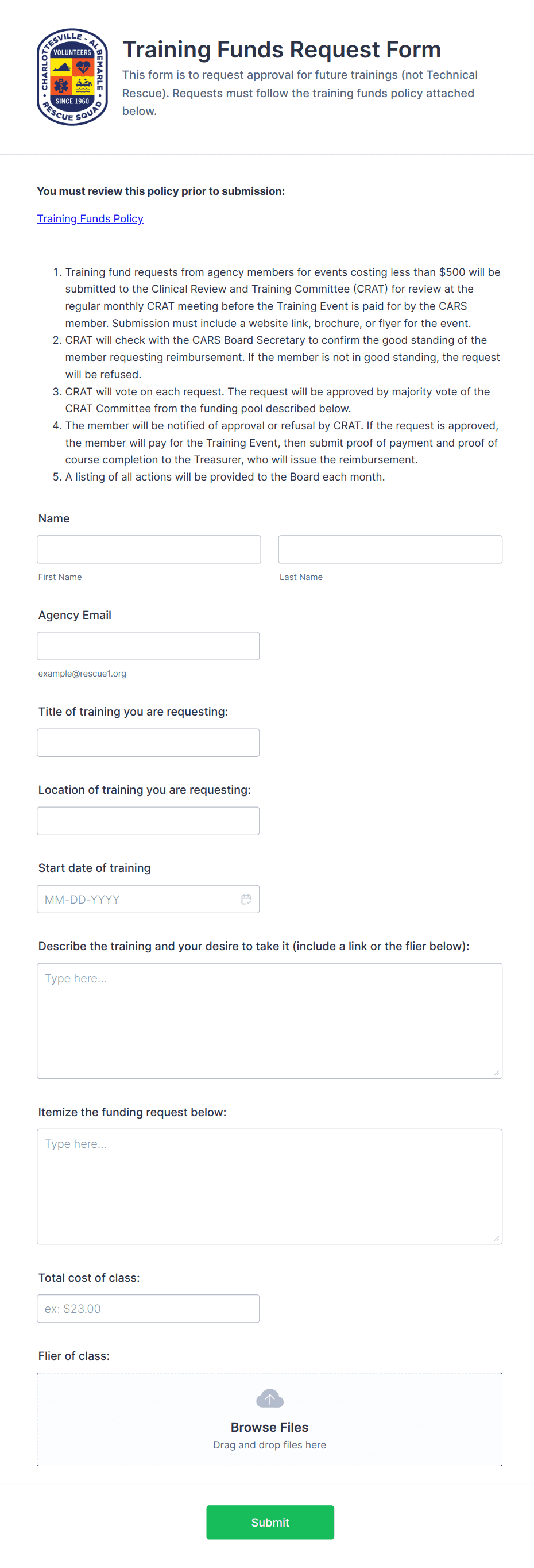Training Funds Request Form Template | Jotform