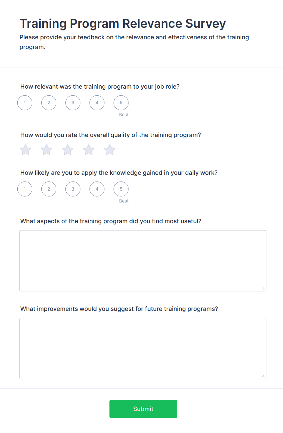 Training Program Relevance Survey Form Template | Jotform