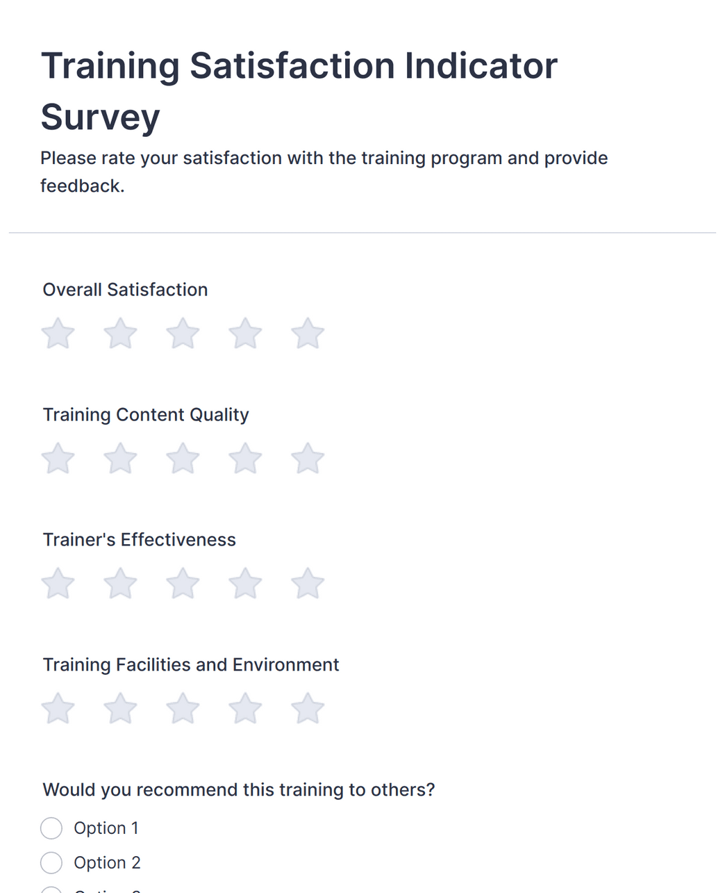 Training Satisfaction Indicator Survey Form Template | Jotform