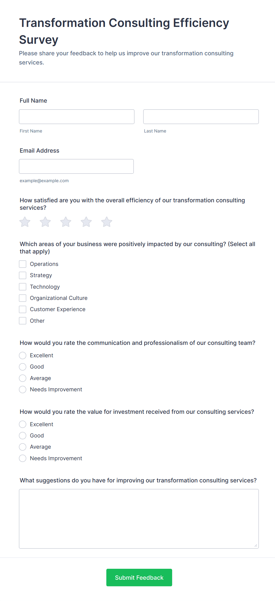 Transformation Consulting Efficiency Survey Form Template | Jotform