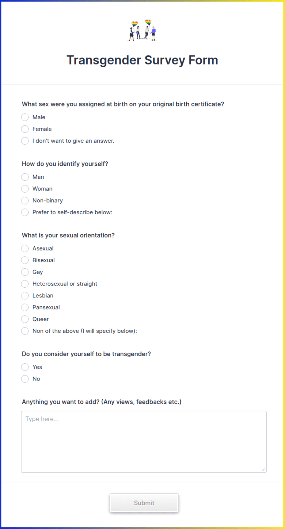 Transgender Survey Form Template | Jotform