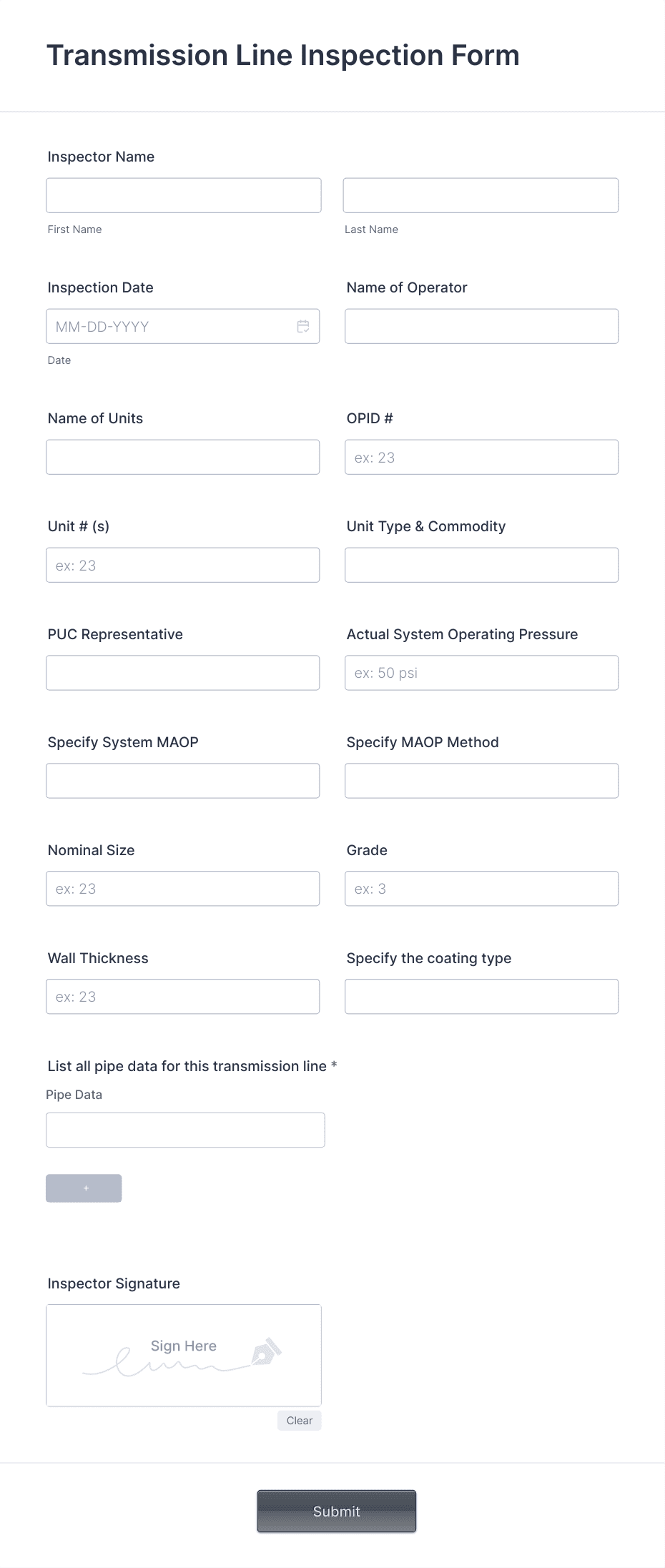 Transmission Line Inspection Form Template | Jotform