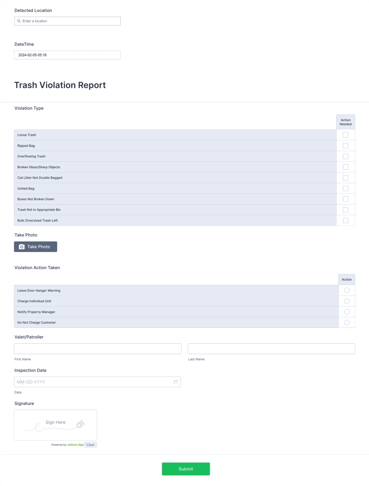 Trash Violation Report Form Template | Jotform